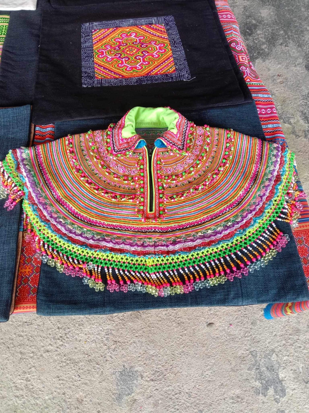 Vintage Hmong Beaded Collar, Handmade Traditional Hmong Necklace ...