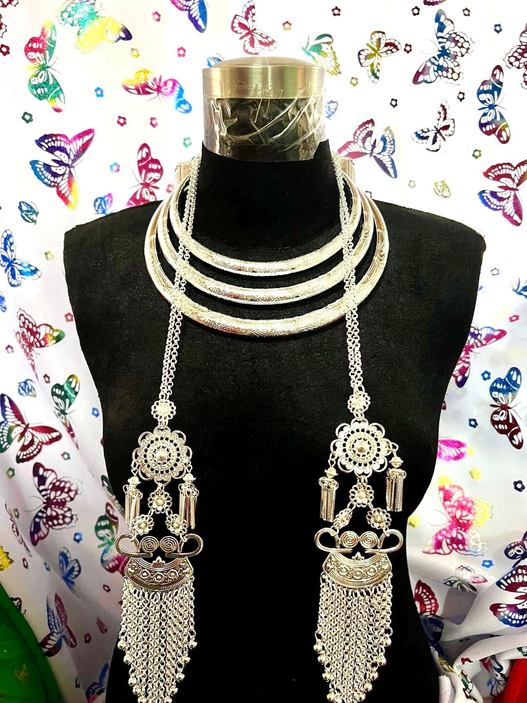 Hmong Silver Necklace Xauv Hill Tribe Necklace Traditional Hmong Ethnic ...