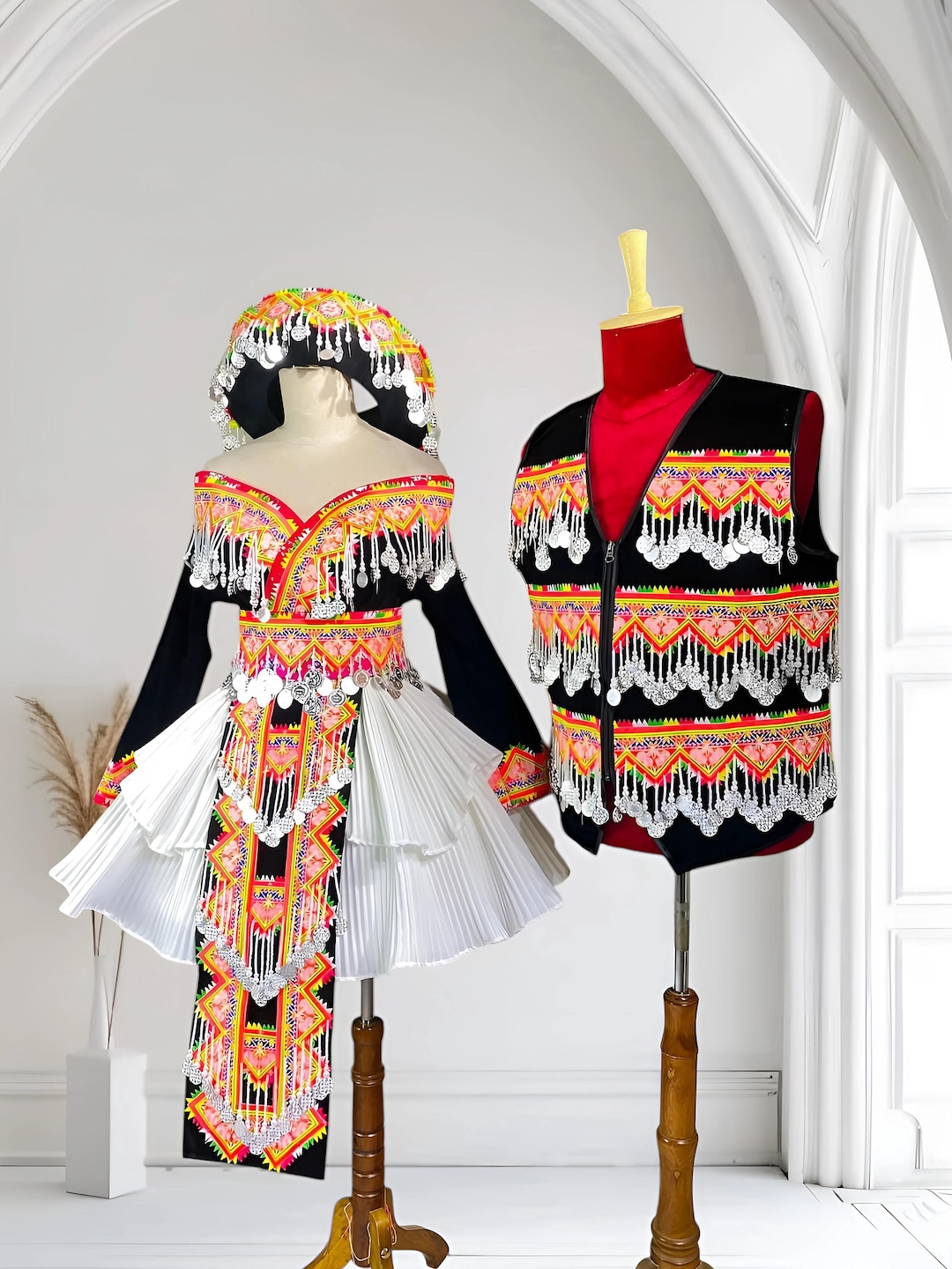 Hmong Embroideried Couple Set | Hmong Dress for Women | Ethnic Outfit ...