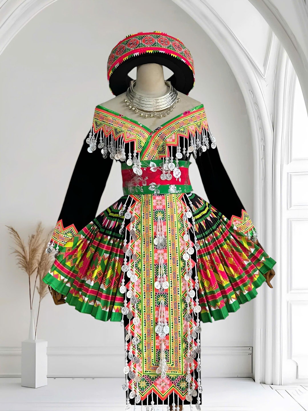 Hmong Dress for Women, Ethnic Embroidered Hmong Clothes, Hill Tribe ...