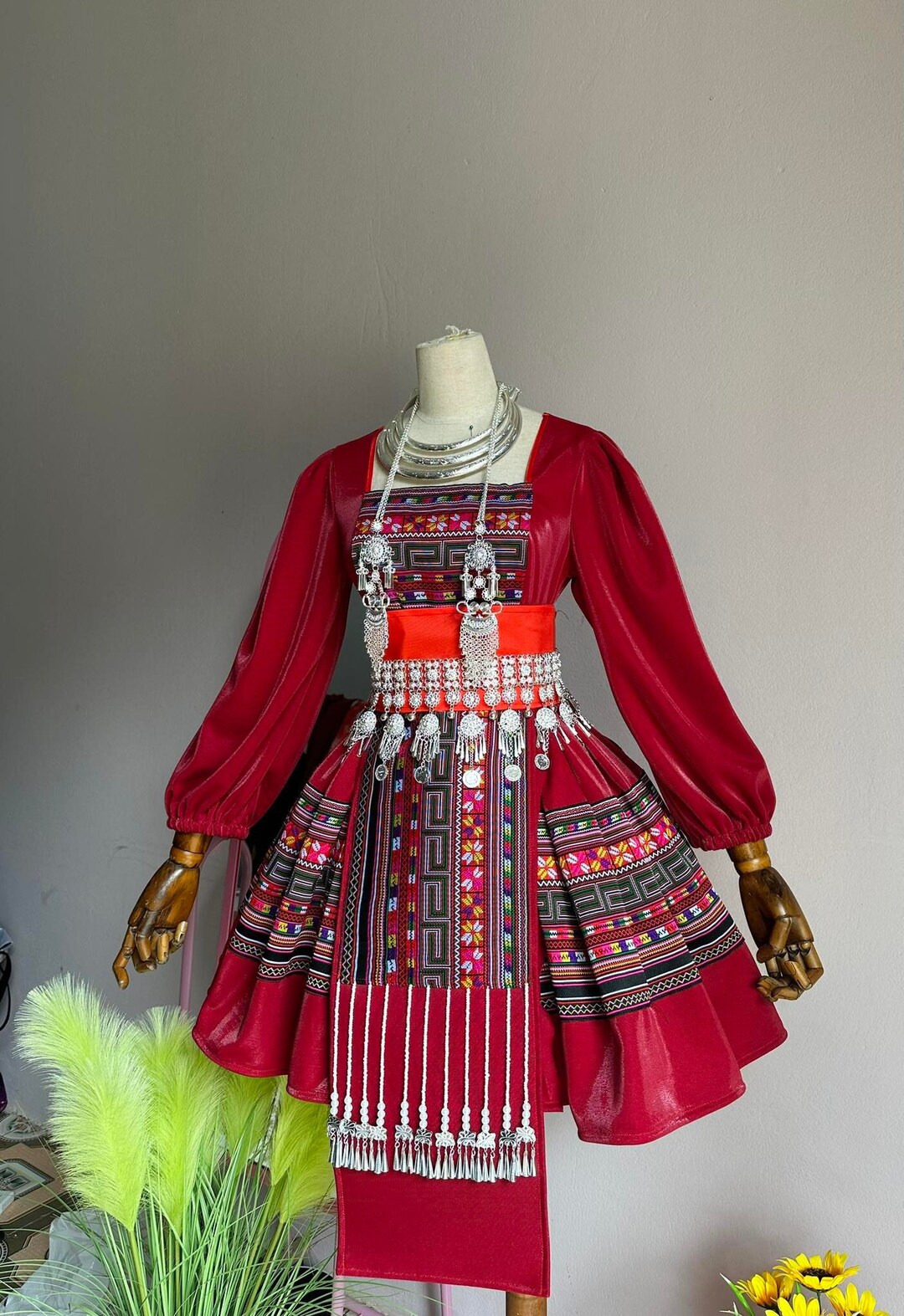 Hmong Dress for Women, Vintage Ethnic Embroidered Dress, Hmong Hill ...