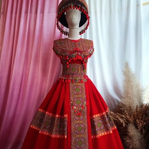 Hmong Dress for Women, Ethnic Embroidered Hmong Dress, Hill Tribe ...