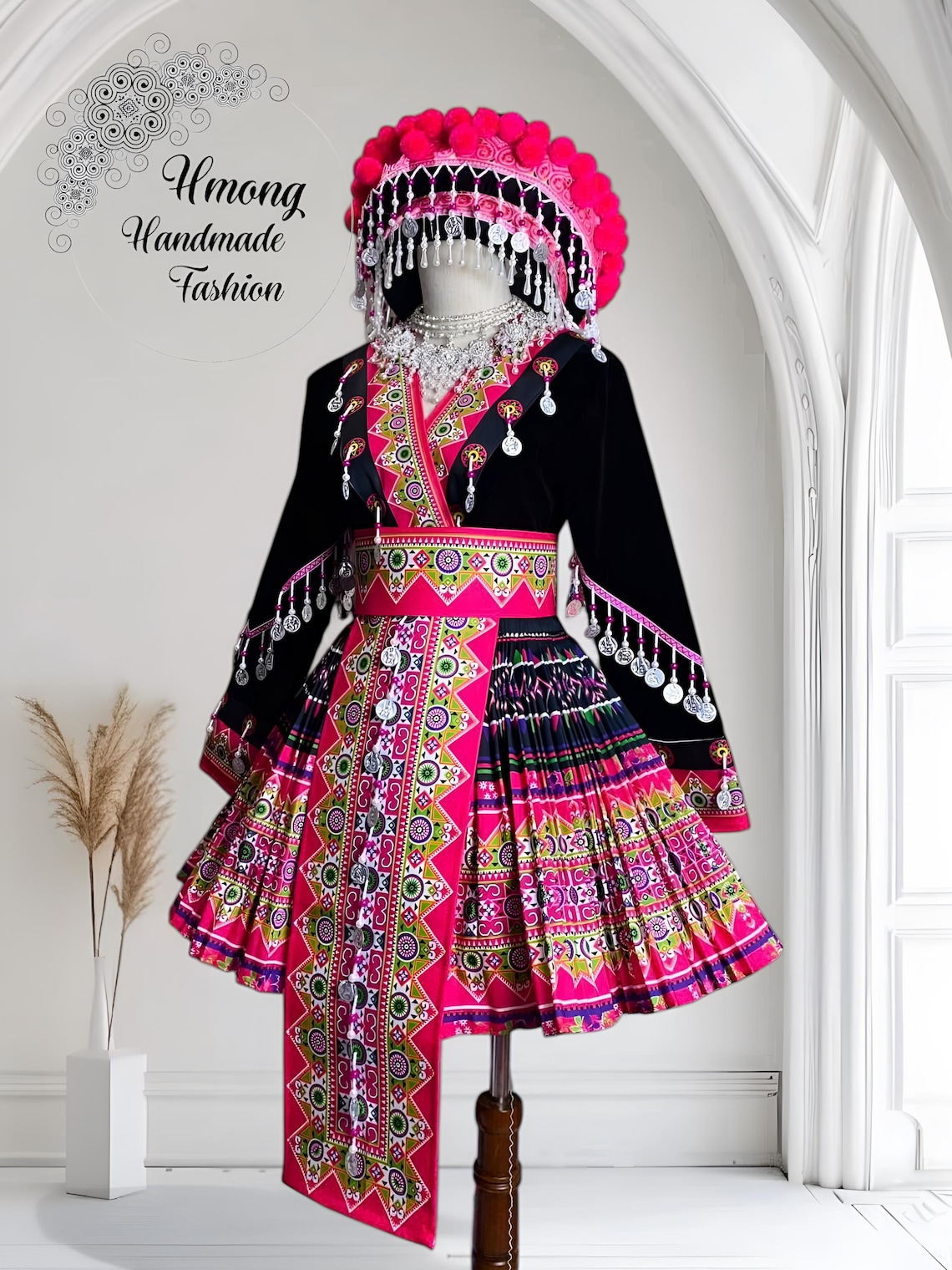 Hmong Dress for Women, Ethnic Embroidered Hmong Clothes, Hill Tribe ...