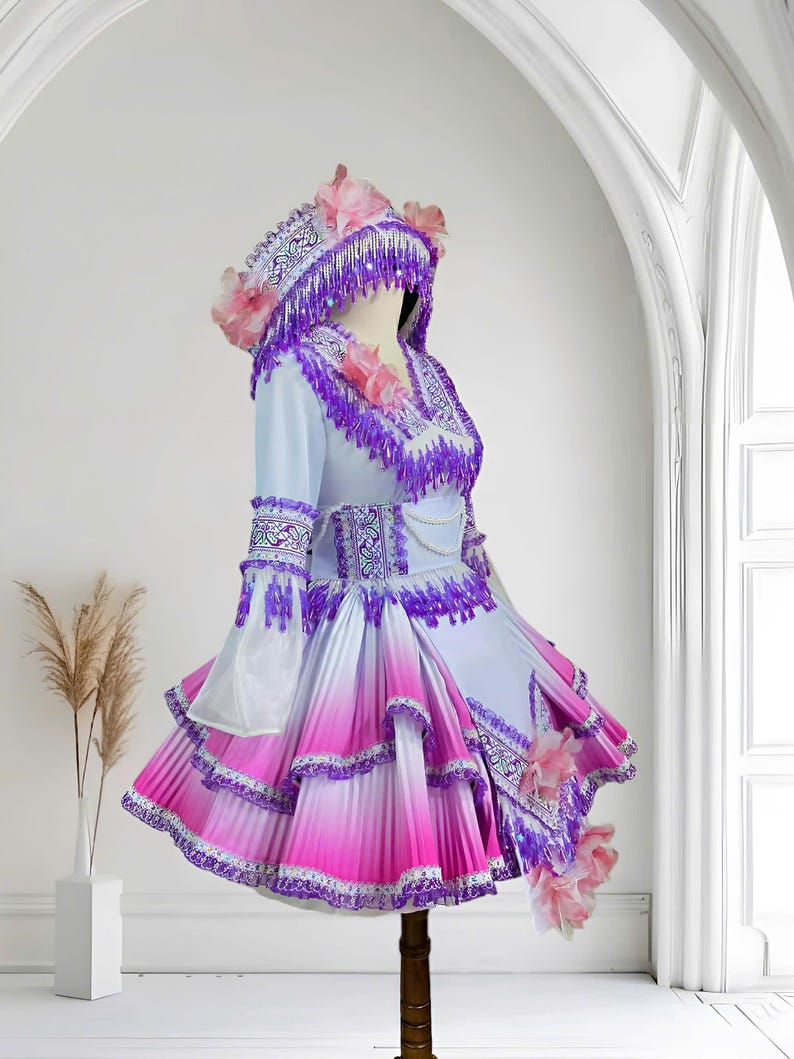Hmong Dress for Women, Ethnic Embroidered Hmong Clothes, Hill Tribe ...