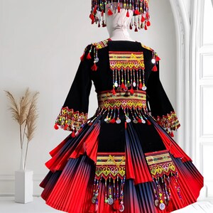 Hmong Dress for Women, Ethnic Embroidered Hmong Clothes, Hill Tribe ...