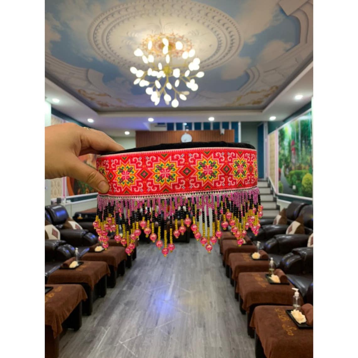 Handmade Hmong Hat, Ethnic Boho Handcrafted Headwear, Vintage Tribal ...