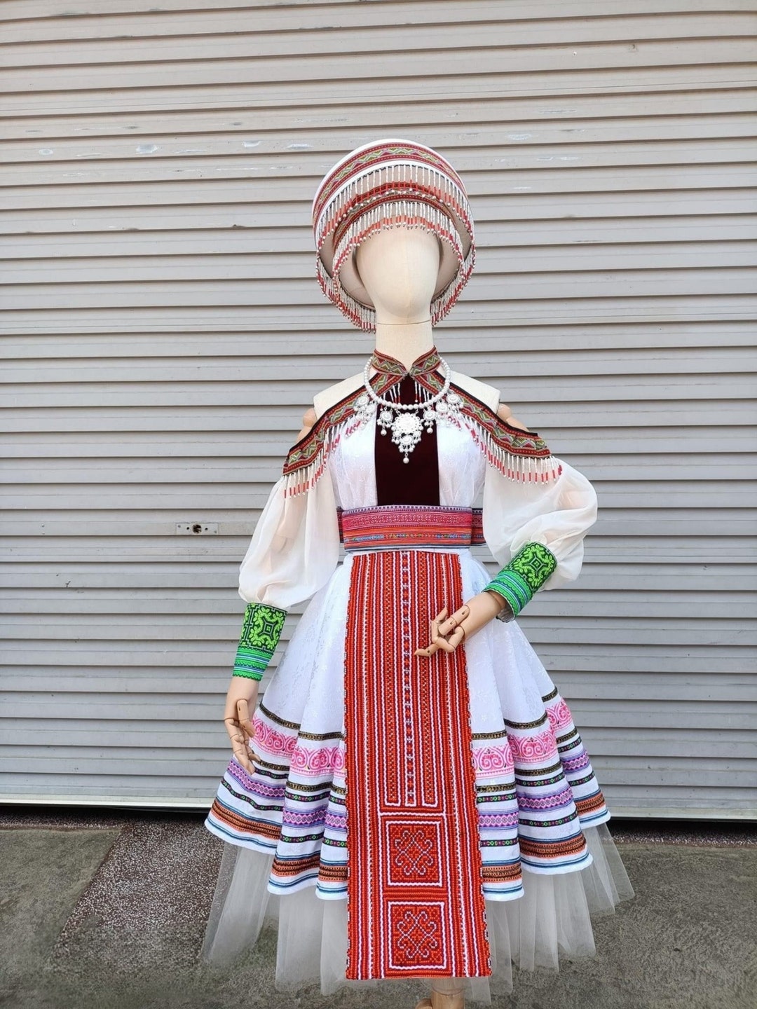 Hmong Dress for Women, Vintage Ethnic Embroidered Dress, Hmong Hill ...