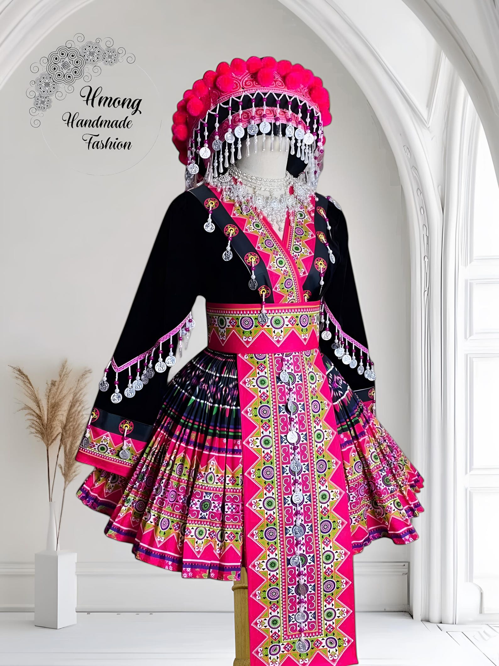 Hmong Dress for Women, Ethnic Embroidered Hmong Clothes, Hill Tribe ...