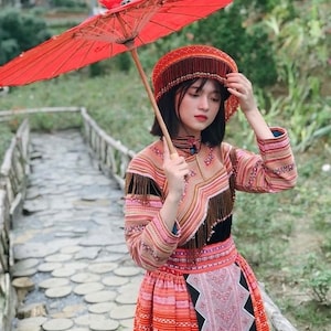 Handmade Hmong Hat, Ethnic Boho Handcrafted Headwear, Vintage Tribal ...