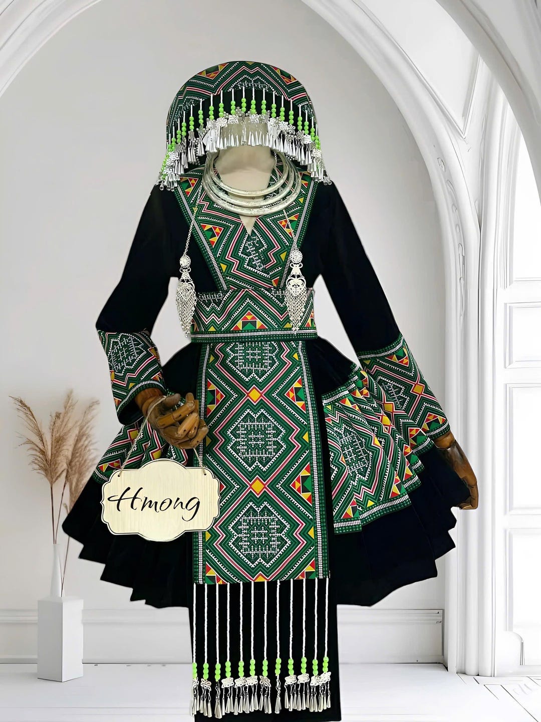 Hmong Dress for Women, Ethnic Embroidered Hmong Clothes, Hill Tribe ...