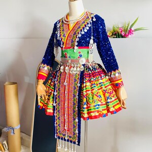 Hmong Dress for Women, Ethnic Embroidered Hmong Clothes, Hill Tribe ...
