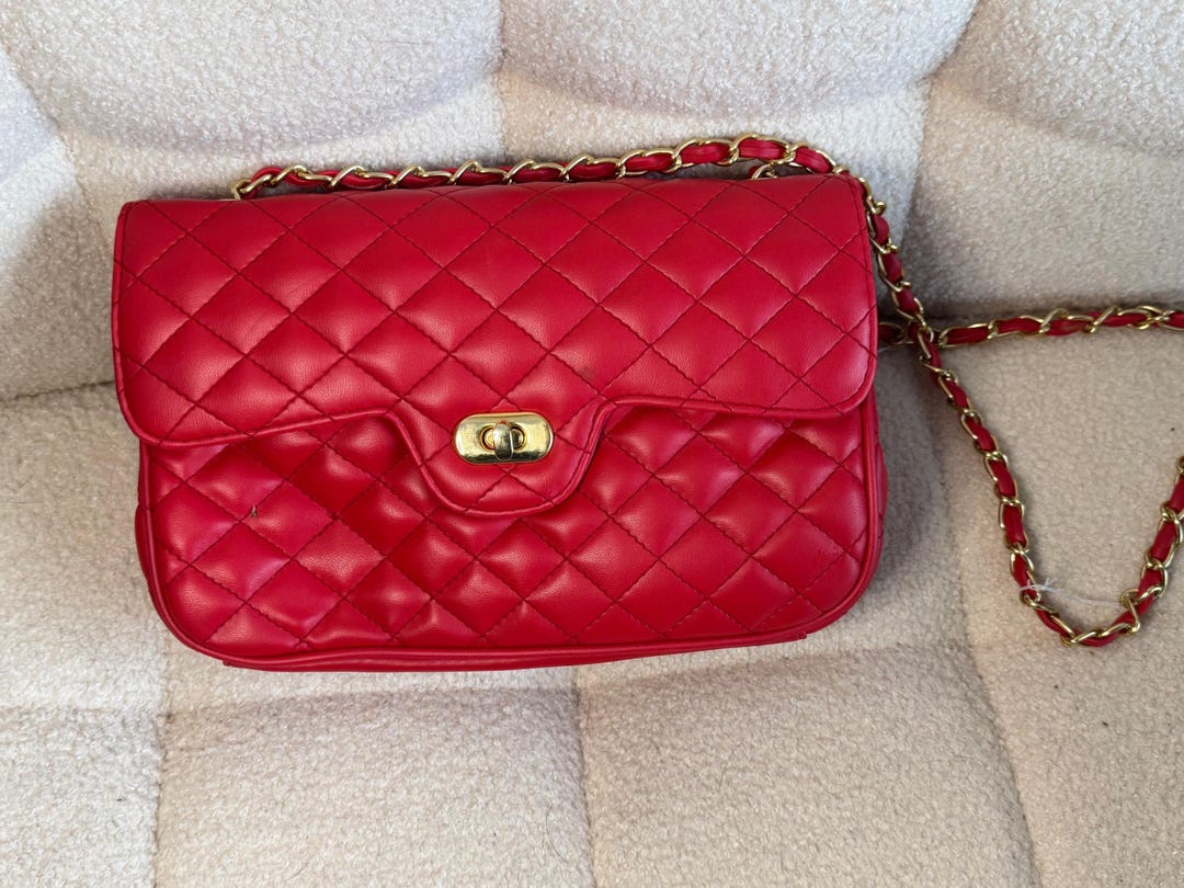 Red Quilted Purse | Red Quilted Bag | Vintage Red Bag | Red Vintage ...