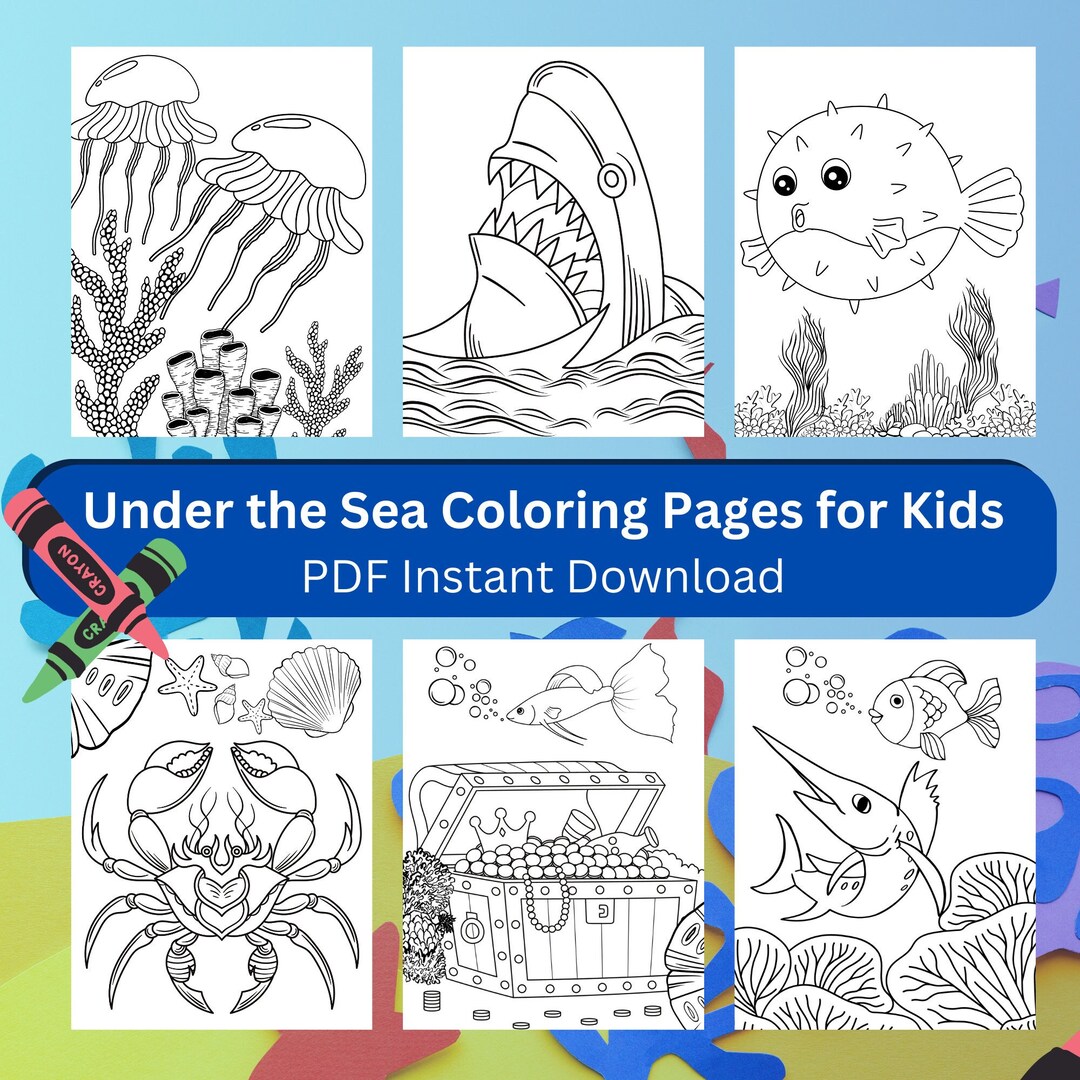 Under the Sea-themed Coloring Pages. Instant Download 15 Pages - Etsy ...