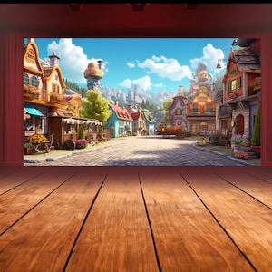 Village Scene Backdrop for Printing or Projecting Theatre or ...