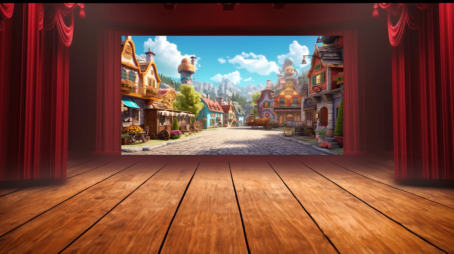 Village Scene Backdrop for Printing or Projecting Theatre or ...