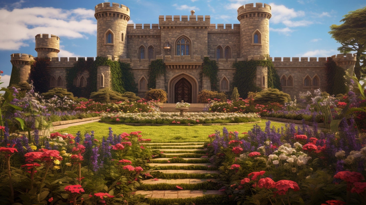 Wow Factor Backdrop or Cloth of Castle With Garden - Etsy