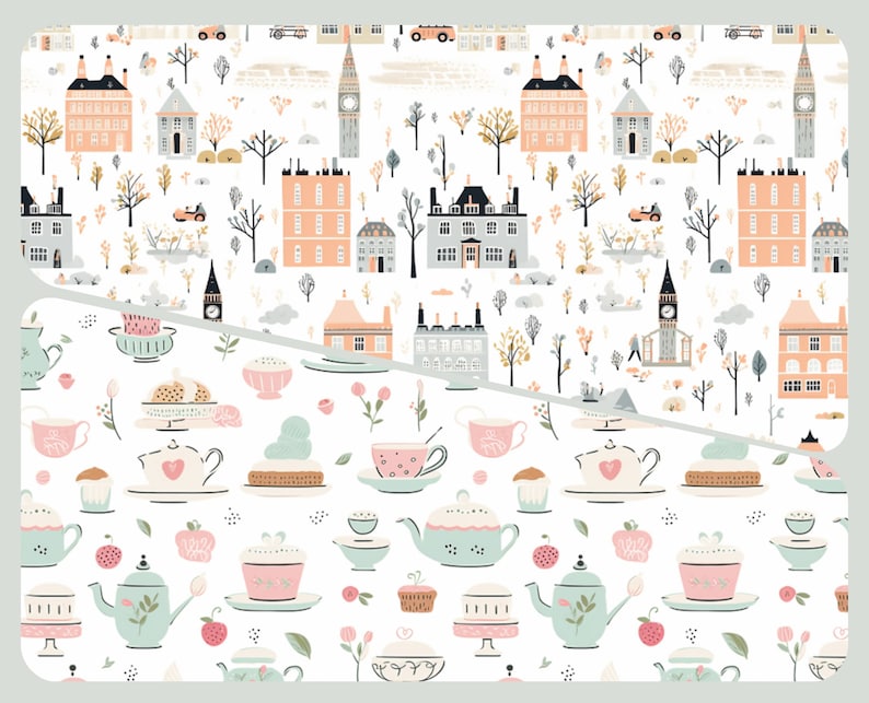Printable VINTAGE LONDON PATTERNS in Minimalist, Hand Drawn Style ...