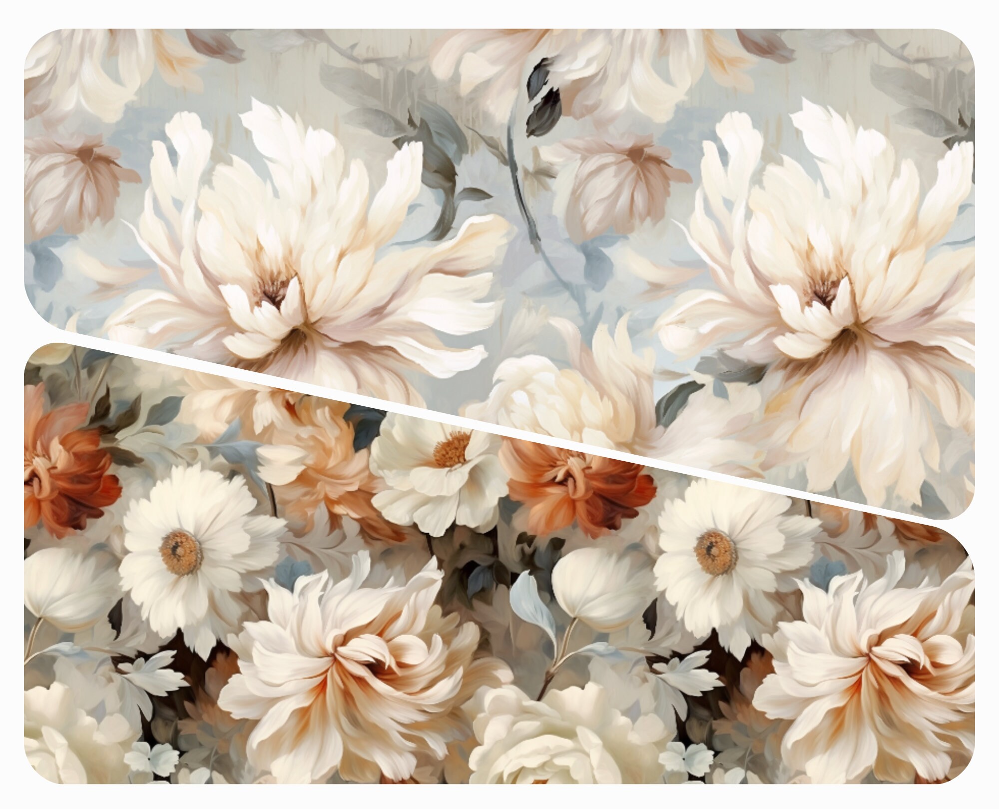 Botanical FLORAL DIGITAL Paper PATTERNS, Acrylic Blooms & Flowers ...