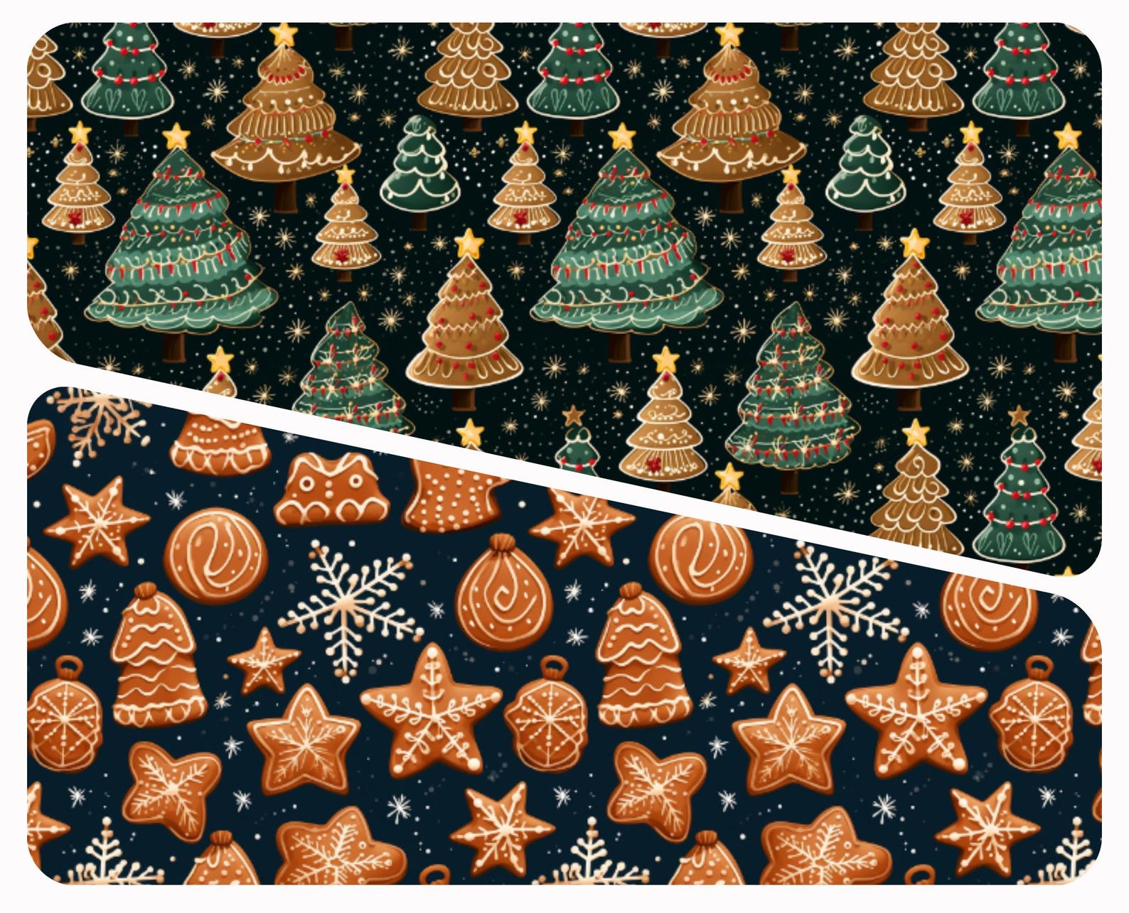 Gingerbread Cookie Christmas Patterns: Seamless PNG Digital Images ...