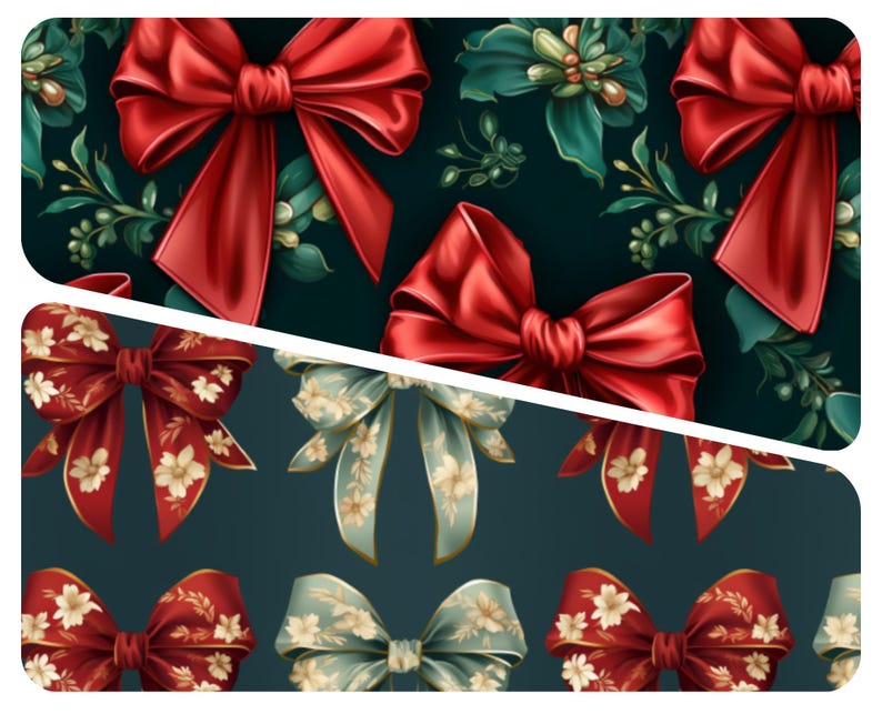 Printable CHRISTMAS BOW PATTERNS – Xmax Digital Images Bundle Available ...
