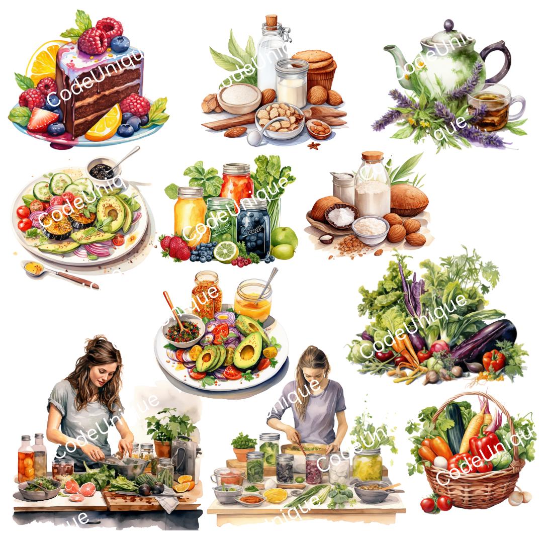 Watercolor Veggies Clipart Bundle, Healthy Food Graphics, Veganuary ...