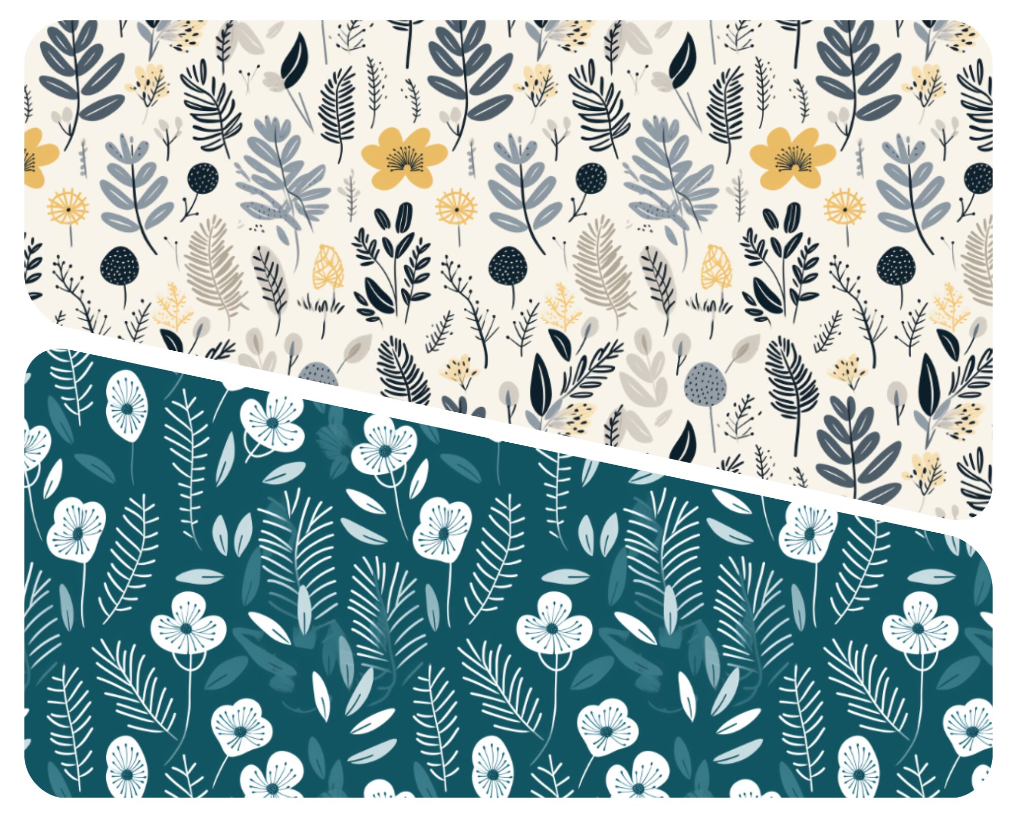 Modern Whimsical FLORAL Digital SEAMLESS PATTERN Printable Minimalist ...