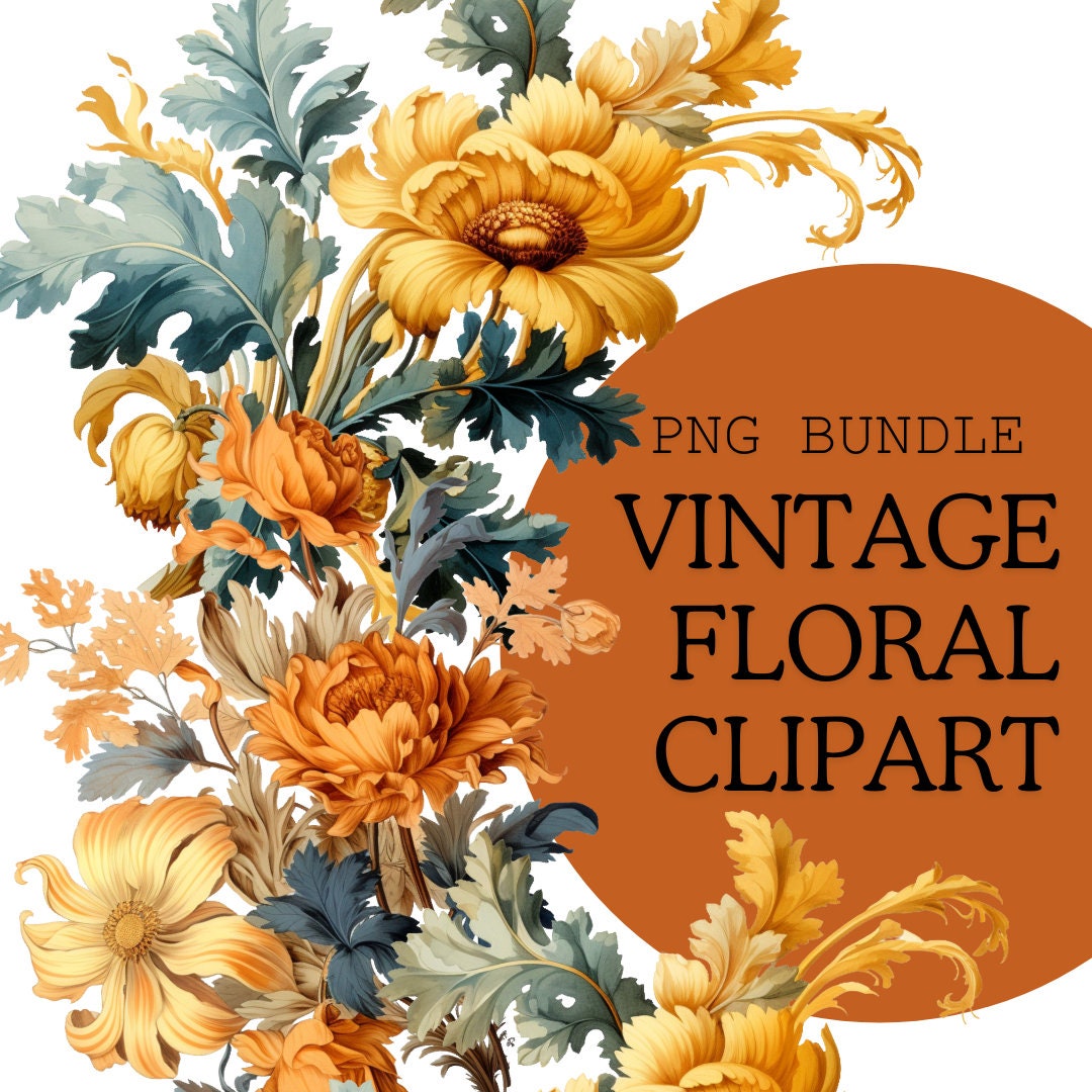 Pastel FLORAL CLIPART Bundle in BAROQUE Style Digital Floral ...