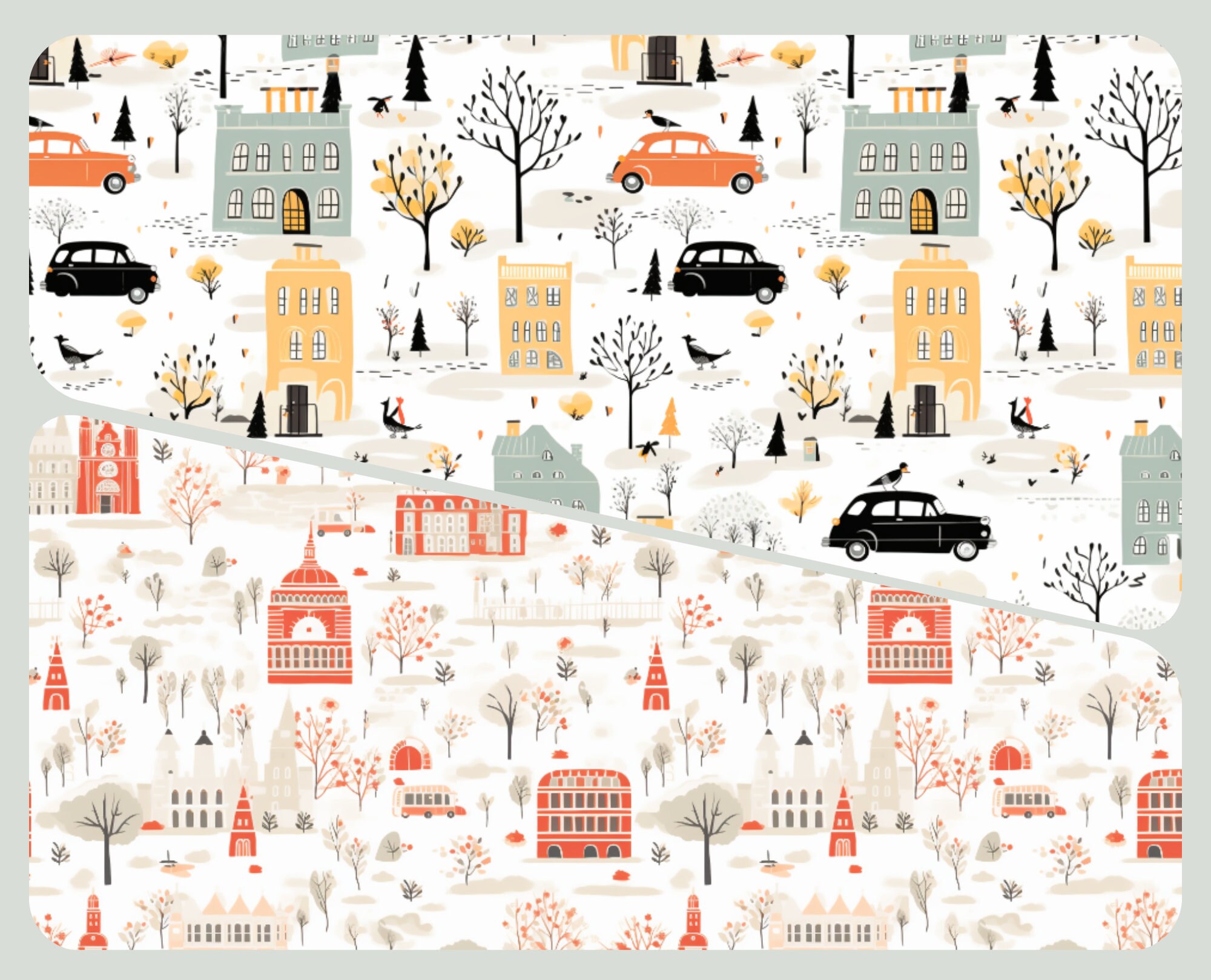 Printable VINTAGE LONDON PATTERNS in Minimalist, Hand Drawn Style ...