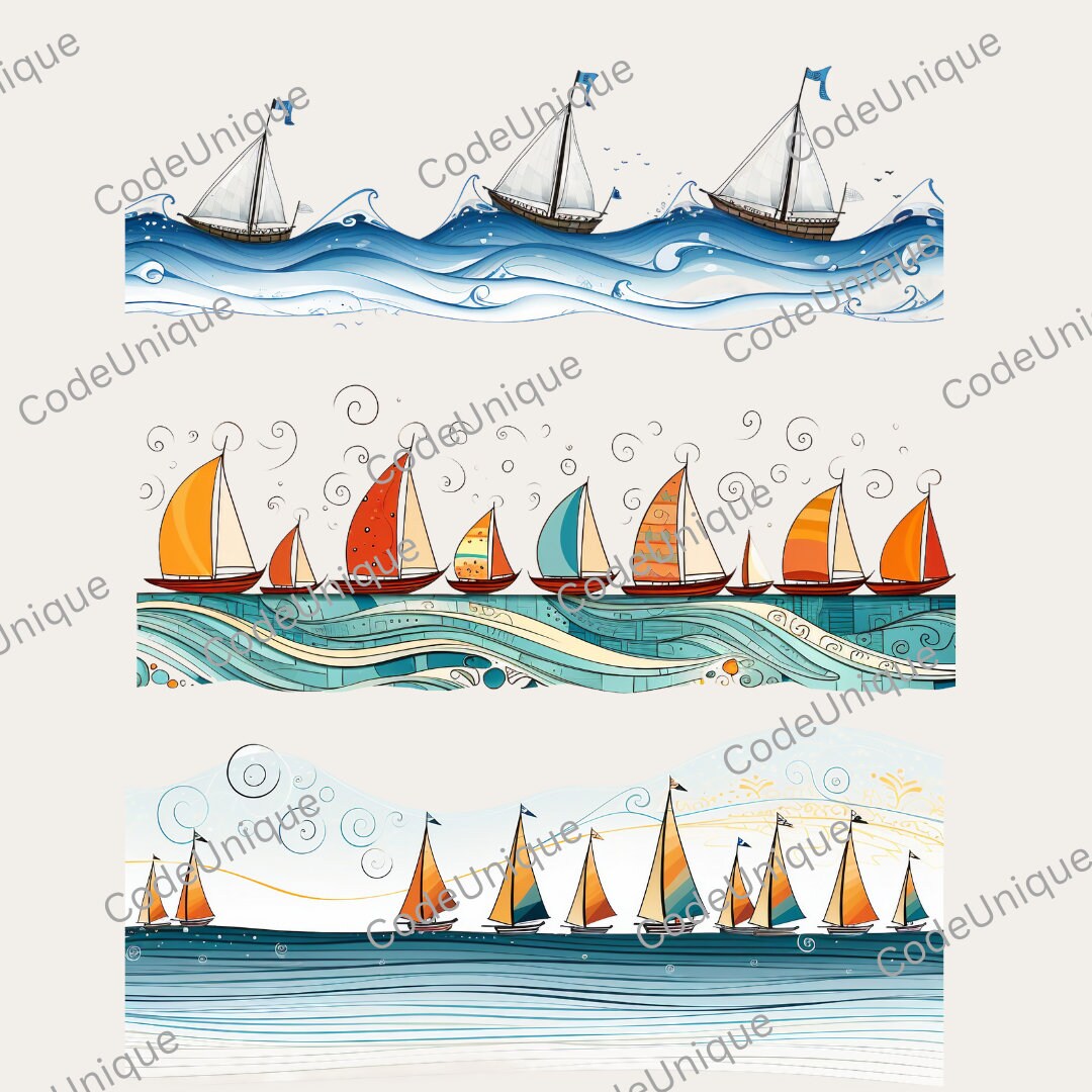 BOAT Header Ships CLIPART Clip Art for Commercial Use Digital Nautical ...