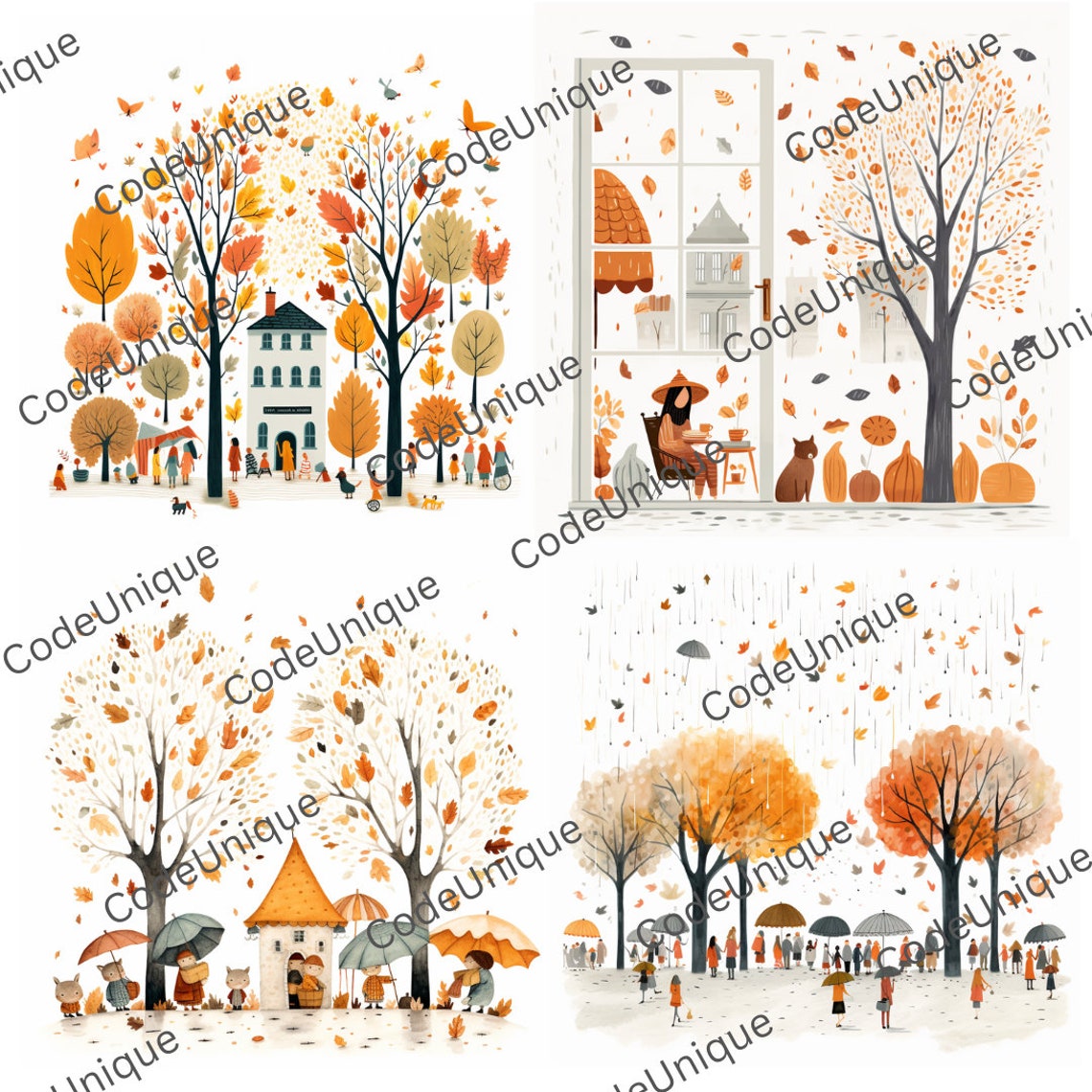 8 FALL CLIPART Bundle, Minimalist, Hand Drawn Style – Digital ...
