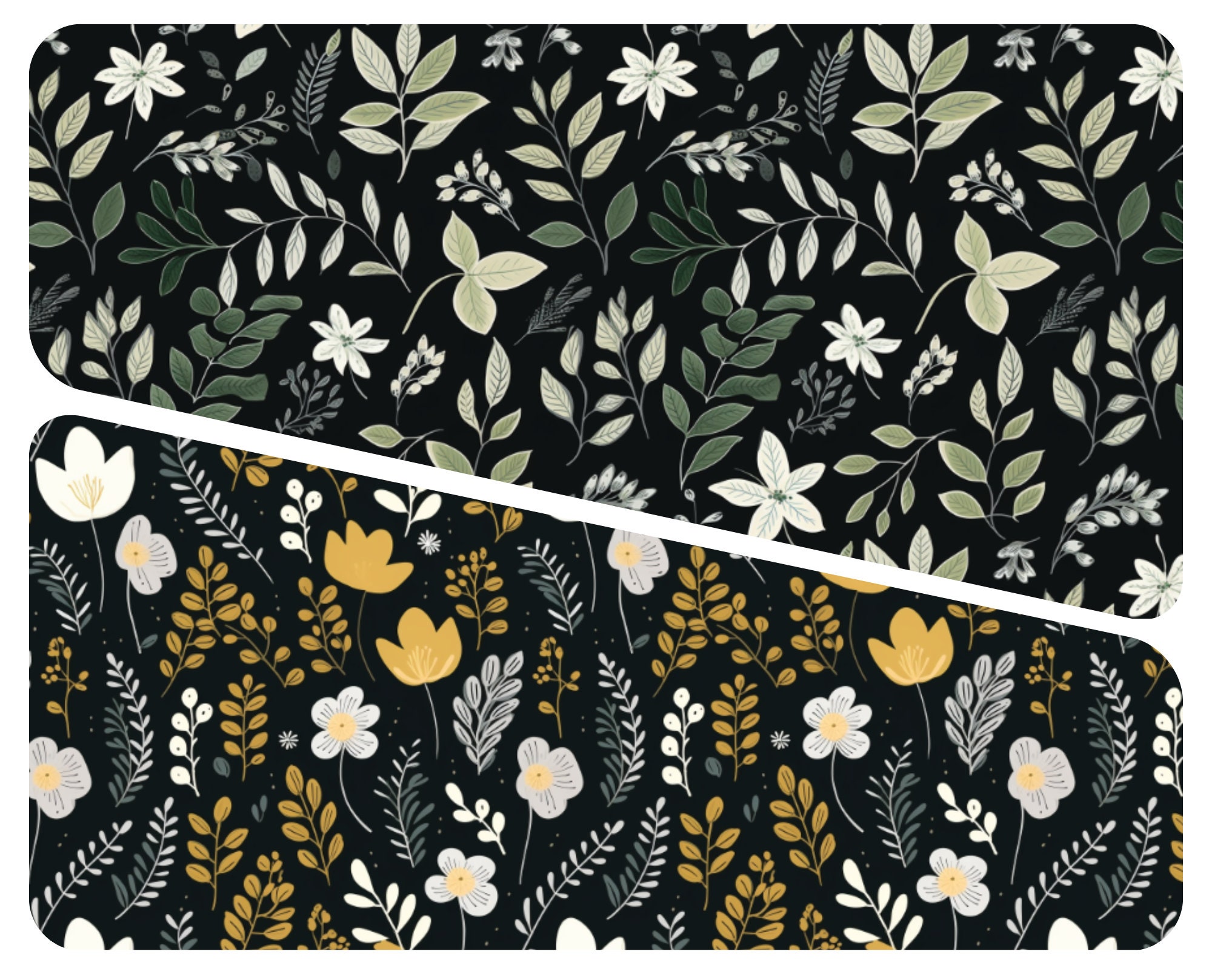 Modern Whimsical FLORAL Digital SEAMLESS PATTERN Printable Minimalist ...