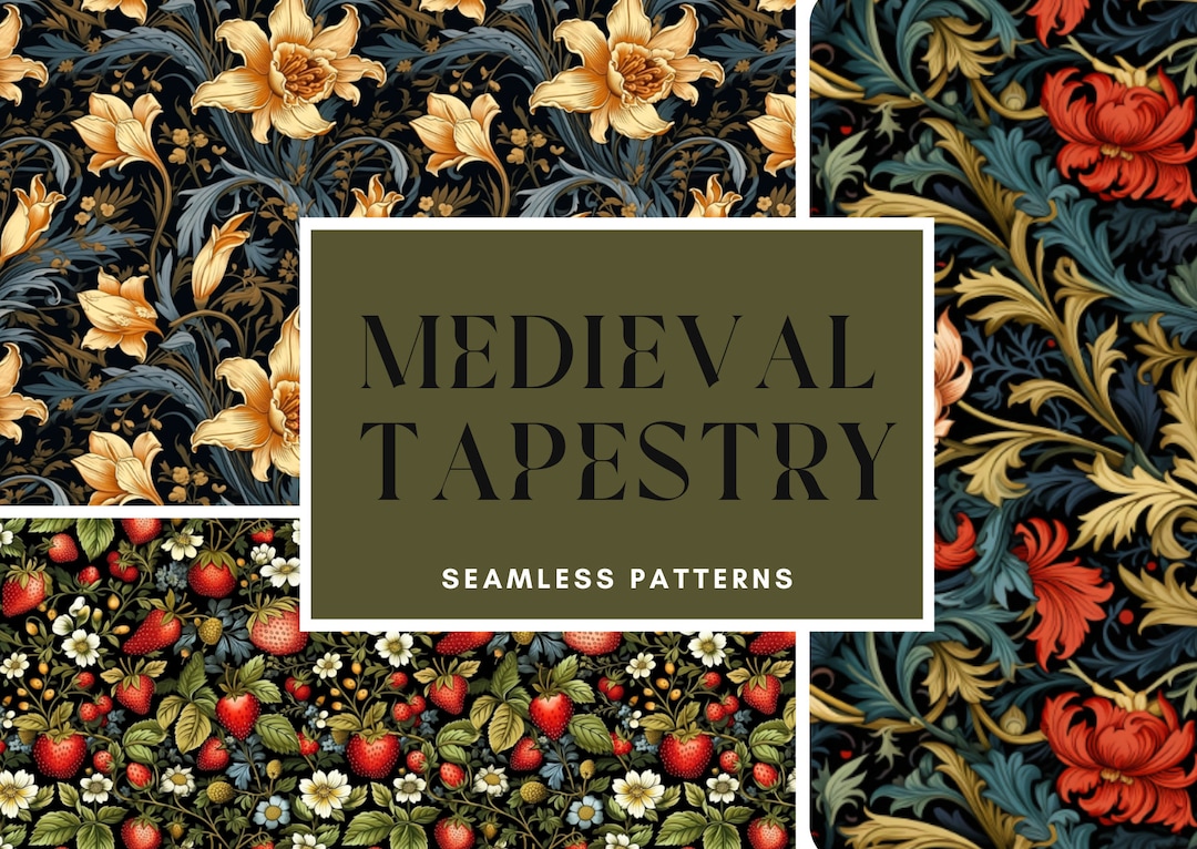 Medieval Floral Tapestry Background Pattern - Instant Download ...