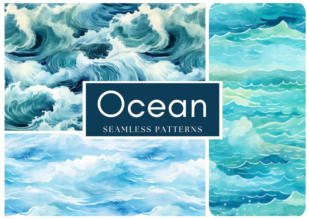 10 WATERCOLOUR OCEAN Seamless PATTERN, Digital Download Printable ...