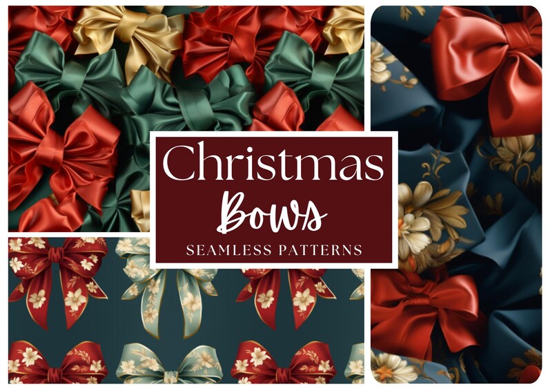Printable CHRISTMAS BOW PATTERNS – Xmax Digital Images Bundle Available ...