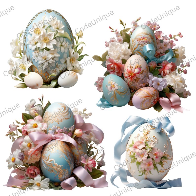 Vintage Easter Clipart: Baby Chick & Spring Eggs PNG (digital Download ...