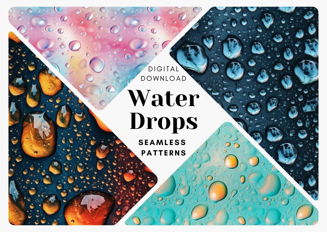 Waterdrops Seamless Patterns: Scrapbook Paper (digital Pixel Printable ...