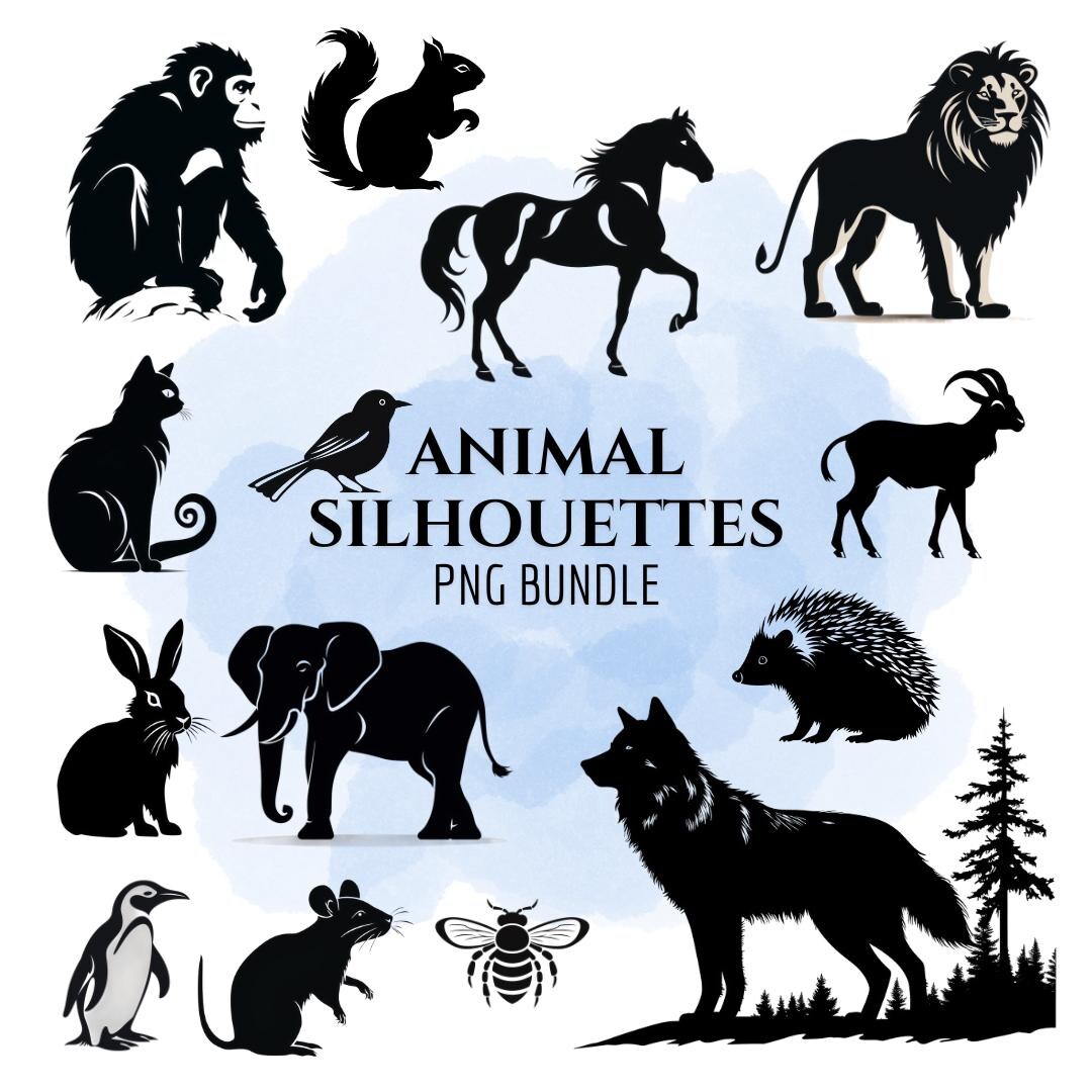 Animal SILHOUETTE Clipart, PNG Clipart, Side Profile, Black & White ...