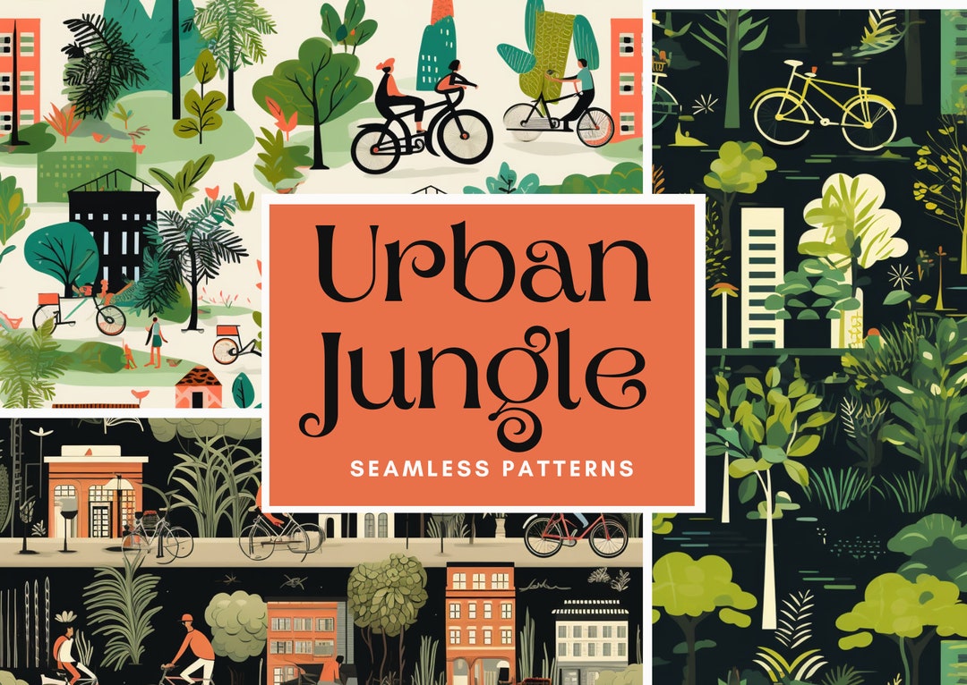 Printable VINTAGE Urban JUNGLE PATTERNS in Minimalist, Hand Drawn Style ...