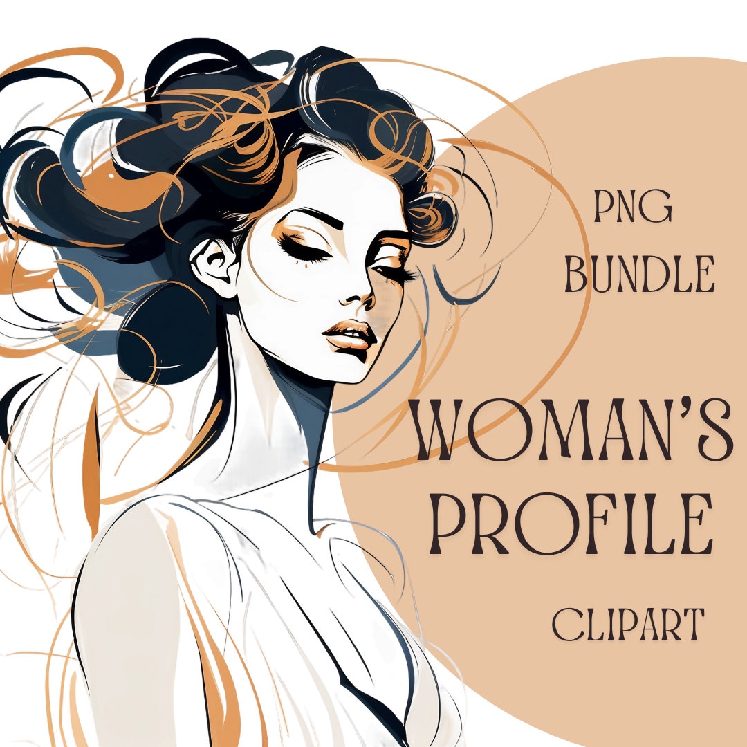 RETRO WOMAN Profile Clipart – Printable Various Style Pattern Bundle in ...