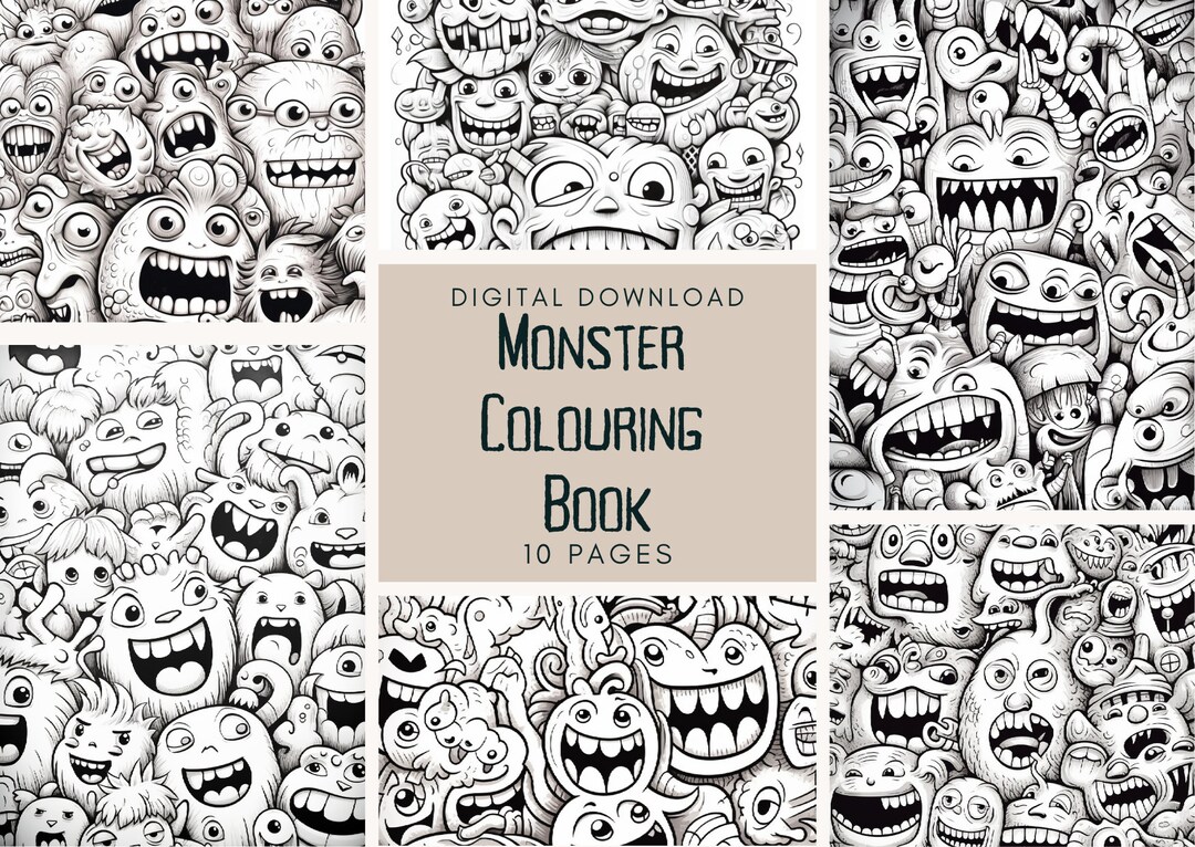 Monster Colouring Pages Printable Book for Boys and Girls A4 - Etsy