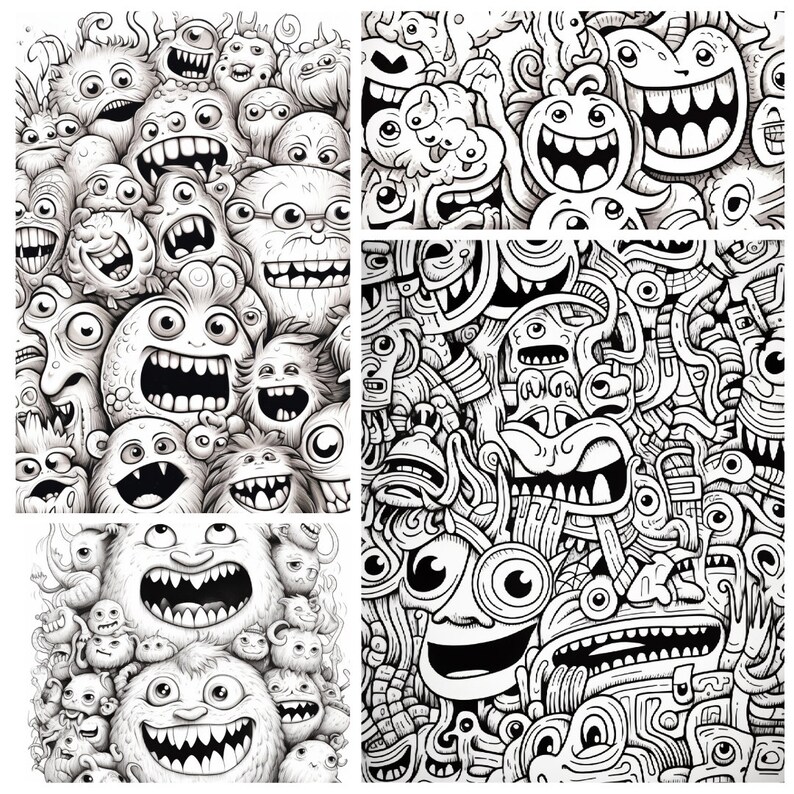 Monster Colouring Pages Printable Book for Boys and Girls A4 - Etsy