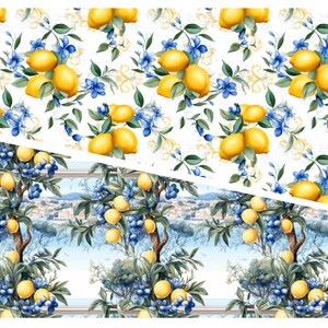 Watercolor Amalfi Lemon Tile Pattern Bundle (PNG Digital Download) - Etsy