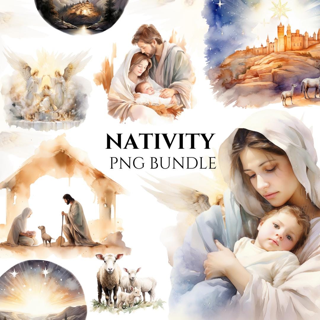 Watercolor Nativity Clipart Bundle, Holy Family Graphics, Baby Jesus ...