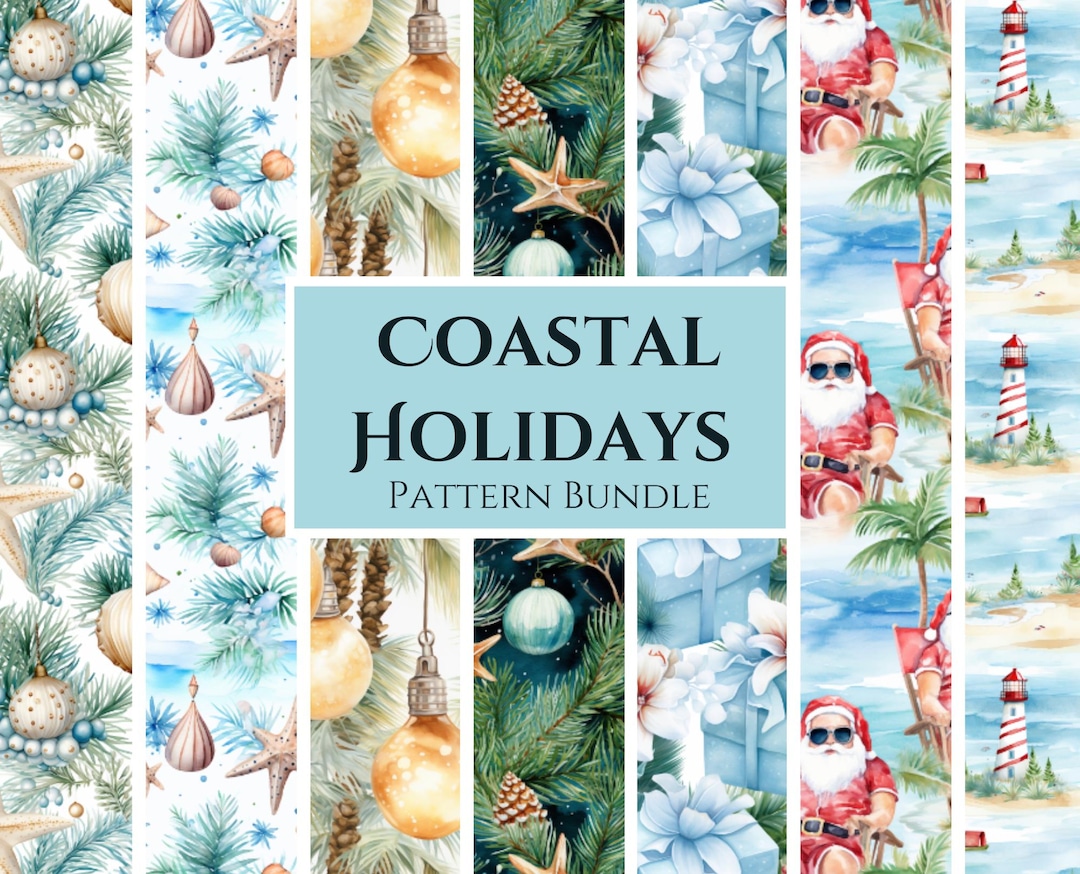 Watercolor Coastal Holidays Seamless Patterns Part 1 - Hawaiian ...