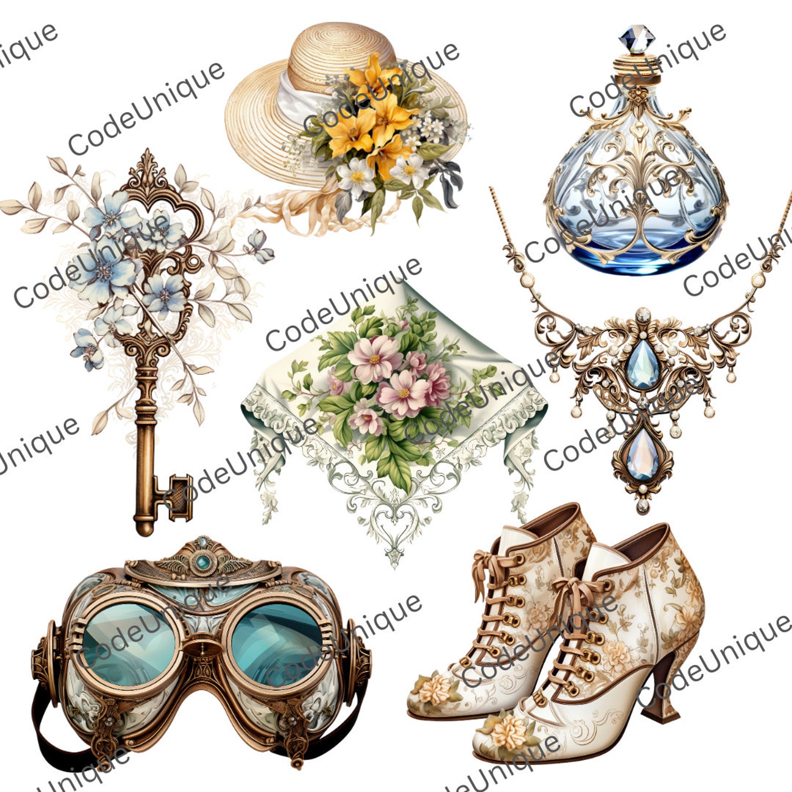 Victorian Antiques PNG CLIPART BUNDLE, Commercial Use Vintage Png ...