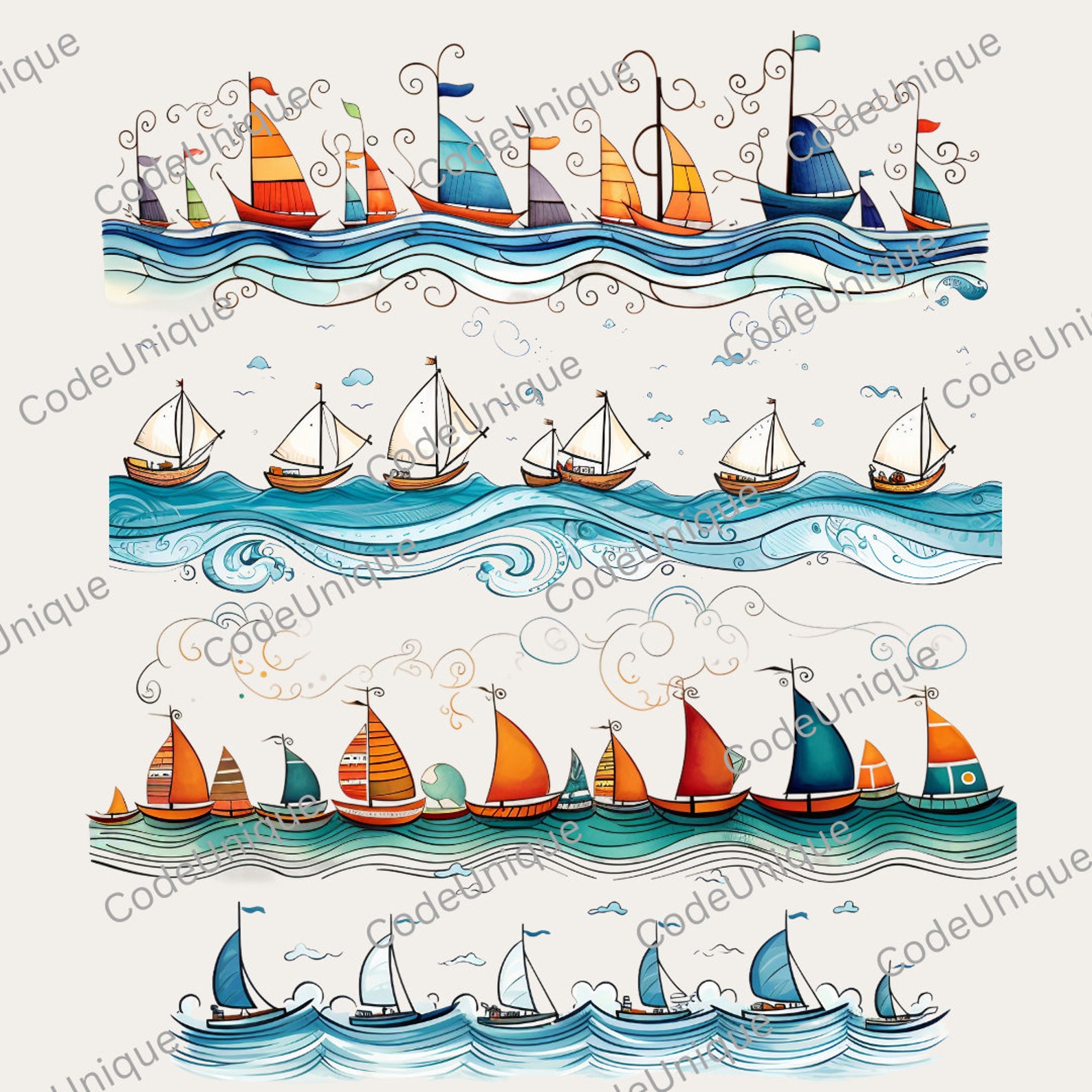 BOAT Header Ships CLIPART Clip Art for Commercial Use Digital Nautical ...