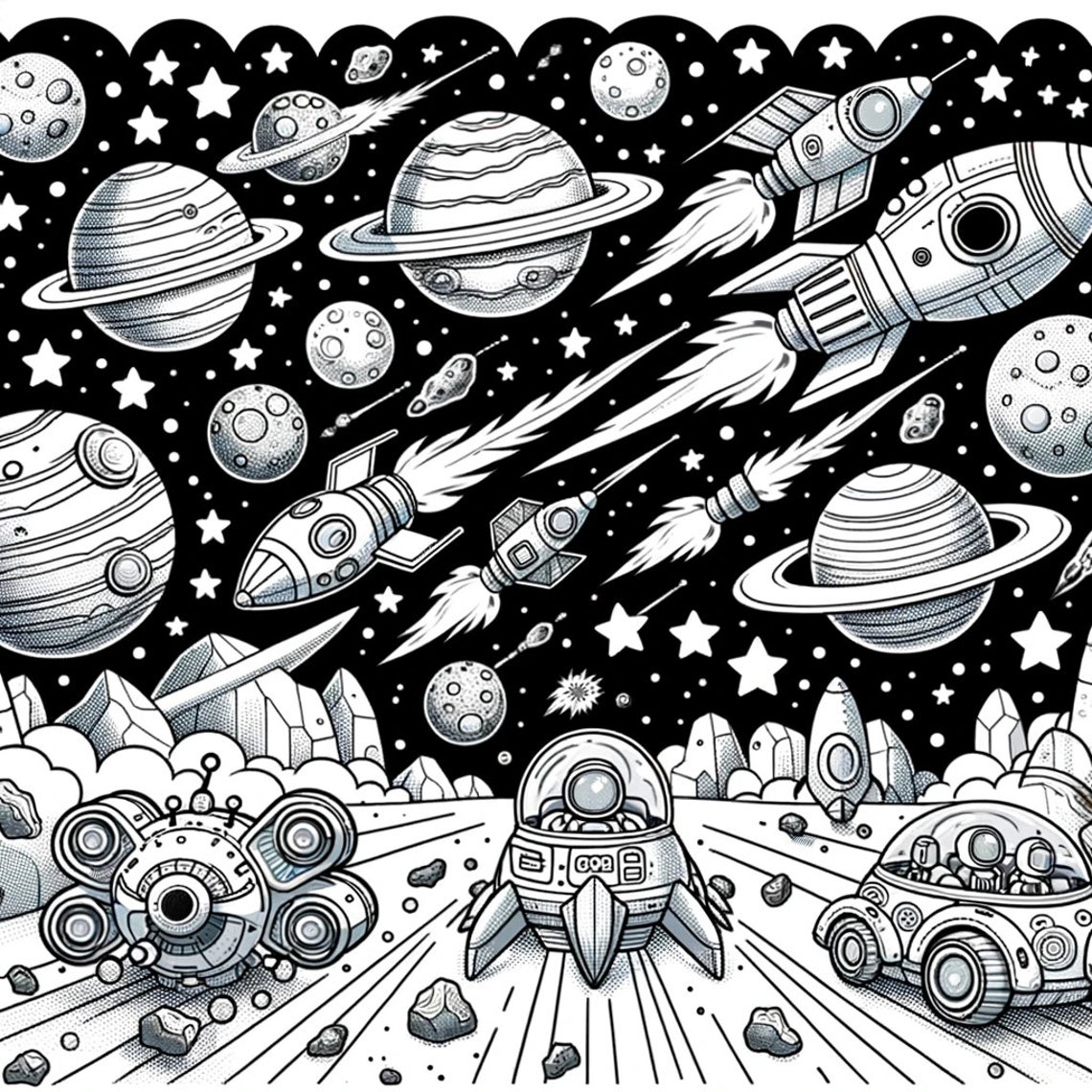 Cosmic Adventures Coloring Book - Space Exploration Digital Pages ...