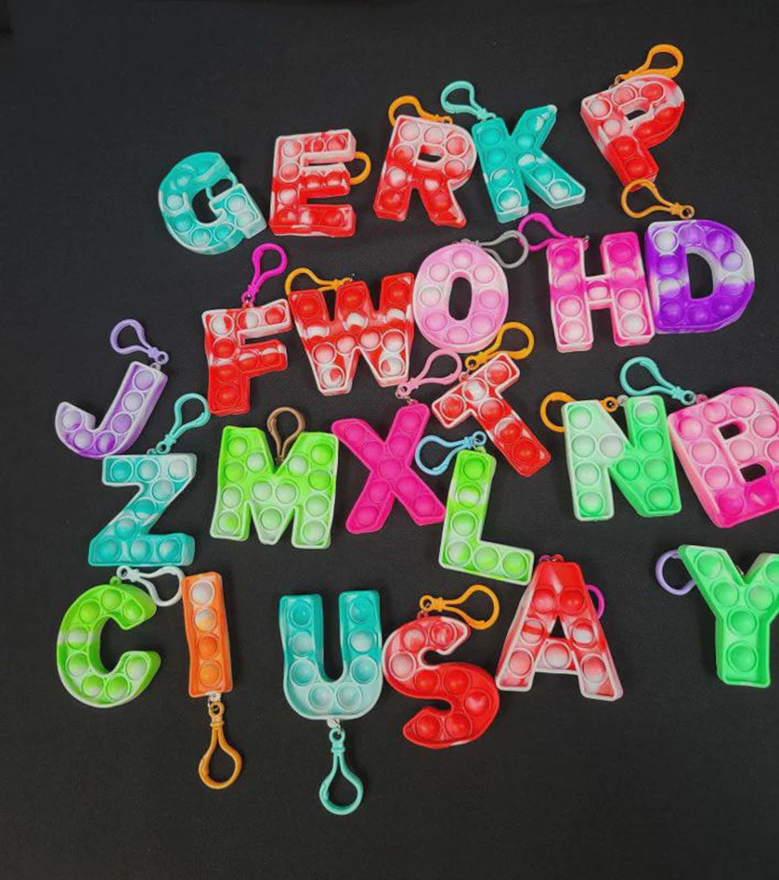 Alphabet Fidget Keychain / Fidget Toy / Bubble Keychain / Sensory Toy ...