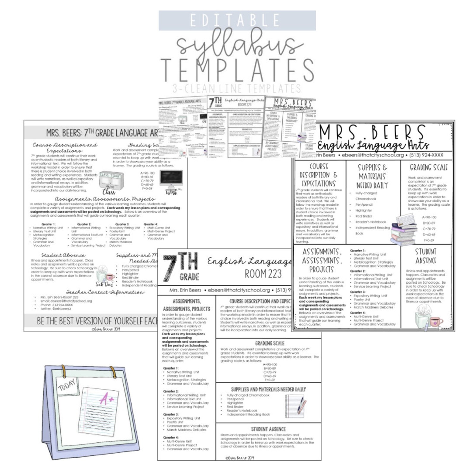 Editable Syllabus Templates for Middle School and High School - Etsy