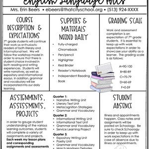 Editable Syllabus Templates for Middle School and High School - Etsy
